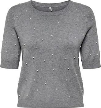 Only O-Neck Onlvenice Life SS Pearl Col Rond KNT, Gris Clair chin&eacute;, L Femmes