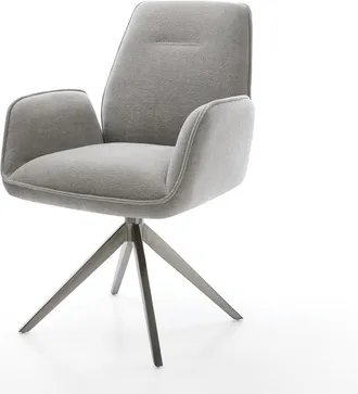 DELIFE Drehstuhl Zoa-Flex Strukturstoff Soft Grau Kreuzgestell breit Graphit 360&deg; drehbar Wippfunktion Taschenfederkern, Esszimmerst&uuml;hle
