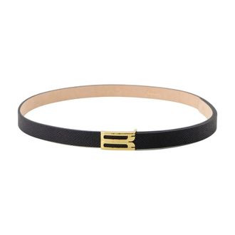 Victoria Beckham Schwarzer Leder-Mikrorahmen-G&uuml;rtel - - Accessories - Damen - Schwarzk - 80 CM
