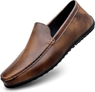 Generic Mocassins for Hommes Chaussures Bout Rond en Simili Cuir Mocassins l&eacute;gers Flexibles antid&eacute;rapants f&ecirc;te Mariage &agrave; Enfiler(Marron,37 EU)