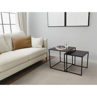 Mirrors and More Mirrors And More - Couchtisch judy 2 teilig - Satztisch quadratisch in Schwarz mit Metallgestell