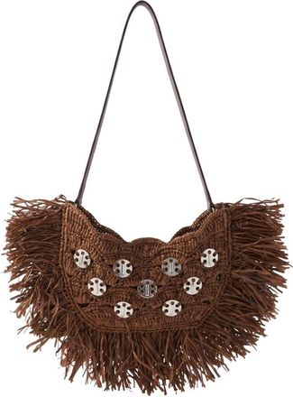 Paco Rabanne 1969 Tasche mit Scheiben-Applikationen aus Bast - - Bags - Damen - Braun - ONE SIZE