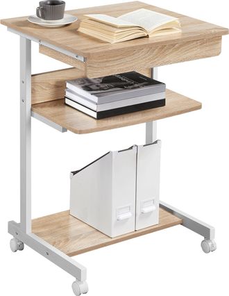 Yaheetech Schreibtisch Computertisch Büromöbel PC Tisch Bürotisch Arbeitstisch aus Holz und Stahl mit Ablage und Schublade 79 x 56 x 51cm