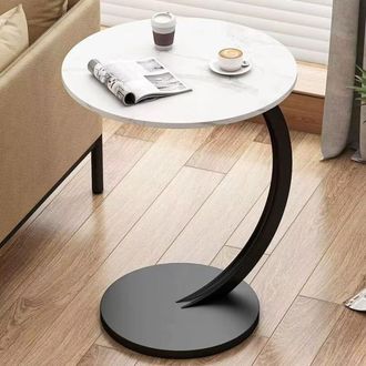 Generic Beistelltisch, Kleiner Beistelltische C Form, Couchtisch Rund, Runder Tisch F&uuml;r Couch Und Sofa, Sofatisch In Nussbaum Holz, Abstelltisch, Wohnzimmerti