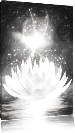 Pixxprint abstrakte Seerose Kunst, Größe: 60x40cm, Leinwandbild, fertig gespannt, Wandbild, Dekoration, Kunstdruck, kein Poster