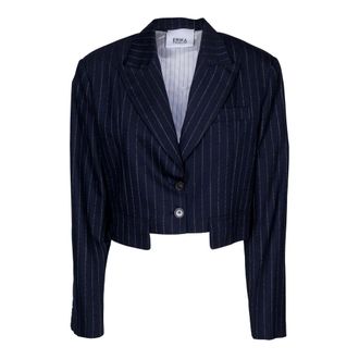 Erika Cavallini Semi Couture Femme, Vestes, Bleu, Taille: 36 FR Blazer crois&eacute;