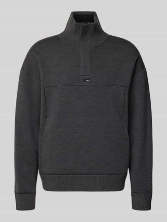 HUGO BOSS Pullover mit kurzer Knopfleiste
