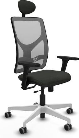 Piqueras y Crespo B&uuml;rostuhl, schwarz, mit 3D-Armlehnen, h&ouml;henverstellbarer Lendenwirbelst&uuml;tze und festem Kopfteil, ausgestattet mit Syncro/Traslack und Schneideschaum, 