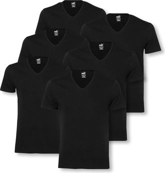 Puma 6 er Pack Basic V Neck T-Shirt Men Herren Unterhemd V-Ausschnitt, Farbe:200 - Black, Bekleidungsgr&ouml;&szlig;e:XL