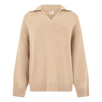 Max Mara Pull Col V en Laine Vierge - Femme - Pulls - Beige - Taille: 38 FR