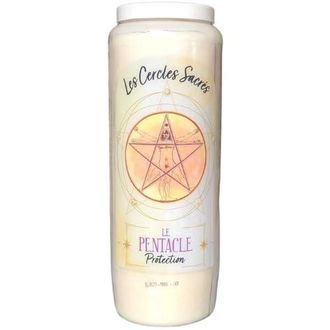 Generic Bougie Neuvaine des Cercles sacrés, Décor : Le Pentacle, Ø 6,5 cm x 18 cm, cire 100% végétale, textes en Français
