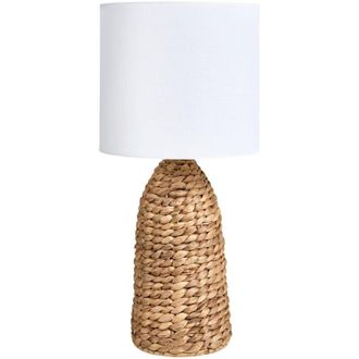 Beliani Beliani - Tischlampe Naturfarben Wasserhyazinthe mit Stoffschirm Weiß Geflochtener Sockel Boho Stil Tischleuchte
