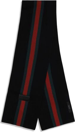 Gucci Web Stripe Wool Scarf - Black
