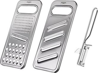 Westmark Set, 3tlg.: Universalreibe + Gurkenhobel + Sparschäler, Rostfreier Edelstahl, Steel + Famos, Silber, 100222E6