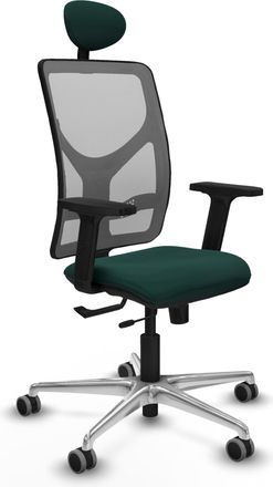 Piqueras y Crespo Gr&uuml;ner Schreibtischstuhl mit 2D-Armlehnen, h&ouml;henverstellbarer Lendenwirbelst&uuml;tze und festem Kopfteil, ausgestattet mit Syncro/Traslack und Schneidesch