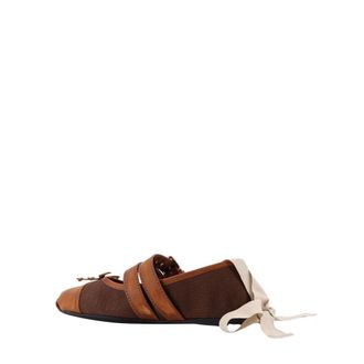 Miu Miu Ballerinas aus Canvas und Leder - - Shoes - Damen - Braun - 36 1/2 EU
