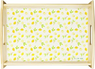 Mr. & Mrs. Panda tablett Holz Frische Zitronen - Geschenk, Servier, Muster, Zitrusfrüchte, aus, Holztablett, Zitrone, Serviertablett