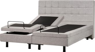 Beliani Polsterbett elektrisch verstellbar hellgrau 160x200 cm mit Fernbedienung Duke