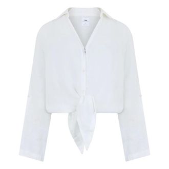 Lois Femme, Blouses et Chemises, Blanc, Taille: 40 FR Chemise Courte en Lin