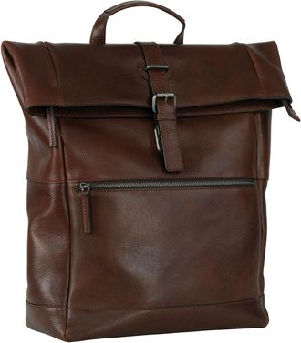 Leonhard Heyden Rucksack Laptoprucksack mit Laptopfach Roma Backpack Rolltop Brown braun