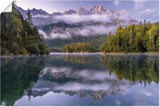 Artland Wanddeko Poster & Kunstdrucke Wandposter Natur Idyll See Eibsee Alpen Berge Zugspitze Sommer Bayern U5HX