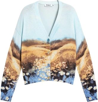 Desigual Femme, Pulls, Multicolore, Taille: 42 FR Landscape Cardigan Sweater