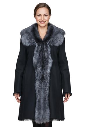 Infinity Leather Schwarzer und silberner Trenchcoat aus toskanischem Schafveloursleder - Celeste