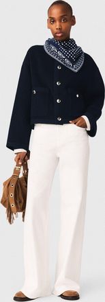 Maje Doubleface-jacke Mit Flechtborten - Marineblau - Maje