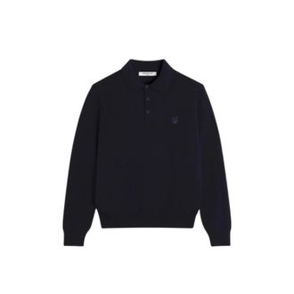 Maison Kitsun&eacute; Fuchskopf Patch Polo Shirt - - Tops - Herren - Blau - XS