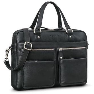 Royalz sac &agrave; bandouli&egrave;re cuir homme/femme San Francisco sacoche pour ordinateur portable 13-14 pouces sac daffaires messager vintage, Couleur:Noir