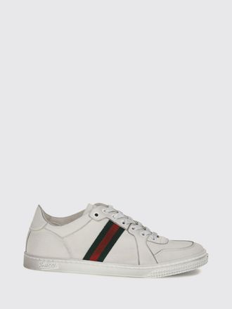 Gucci Baskets Stretch en cuir avec d&eacute;tail Web et effet us&eacute;