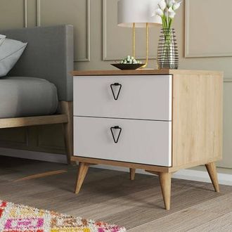 Dmora Nachttisch Saphira 52x45x55,1 cm Braun 2 Schubladen, 1 Fach