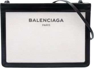 Balenciaga Sac bandouli&egrave;re Pochette Pre-owned Marine - Femme - Pre-owned - Blanc - Taille: ONE Size