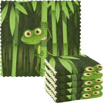 Mnsruu Neugieriger Frosch-Geschirrtücher, 6 Stück, Küchentücher, Polyester, Geschirrtuch für die Küche