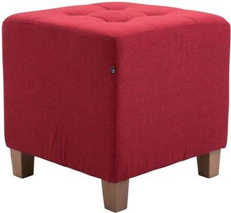 Clp Tabouret Bas Pharao Repose-Pieds Rembourré en Tissu I Tabouret Bas avec Coutures Décoratives I Pouf Carré avec Pieds en Bois, Couleur:Rouge