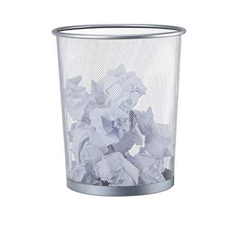 Relaxdays Poubelle métal maille Corbeille à papier bureau treillis métallique 20 litres, 30 cm Ø, hauteur 35 cm, argenté