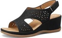 Queen Helena BZ394 Sandales de sport avec semelle orthopédique pour femme, BZ394 Noir, 39 EU