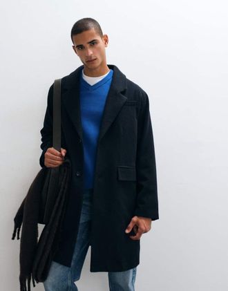 Asos Manteau long aspect laine - Noir