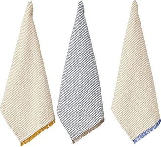 Penguin Home Küchentücher, 100% Baumwolle, umweltfreundlich, nachhaltig, stilvoll mit verschiedenen Mustern, Größe - 50 x 70 cm, Farbe - Weiß & Ocker Geschirrtüche