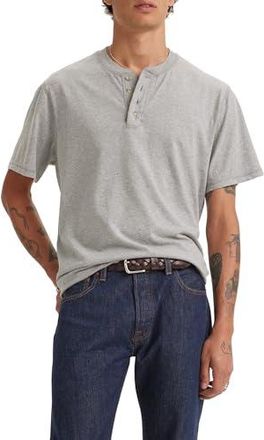 Levi's Chemise boutonnée Henley à Manches Courtes pour Homme, Mid Tone Grey Heathe, S