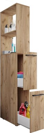 VCM Holz Badezimmerschrank | Badmöbel | Nischenschrank | Raumteiler | Hochschrank | Maße ca. H. 183 x B. 25 x T. 50 cm - Sadilo XL Honig-Eiche