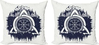 Abakuhaus Blau und weiß Kissenbezug Set (2Stück), Keltischer Knoten, doppelseitiges Digitaldruckdekor mit Reißverschluss, 45 cm, Dunkelblau Weiß