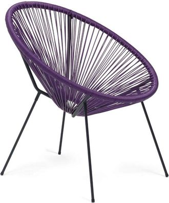 Mobili Rebecca Mobili Rebecca - Fauteuil de Jardin Rebecca Mobili Papatya 80x70x76 Acier pe Violet Noir Vintage