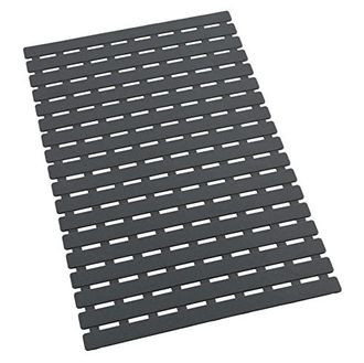 WENKO Badewannenmatte 63 x 40 cm, Antirutschmatte mit Saugn&auml;pfen, Wanneneinlage rutschfest in Grau, hautsympathische Oberfl&auml;che, aus umweltfreundlichem Kuns