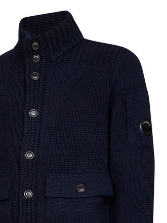 C.P. Company Lambswool Lens Cardigan - Blue