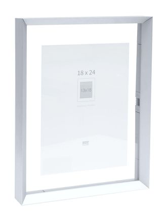 Deknudt Frames Bilderrahmen - zwischen zwei Gl&auml;sern - Silberrand - Aluminium - f&uuml;r Format bis 18x24cm - S028D1 - zum Aufstellen oder Aufh&auml;ngen