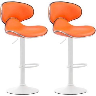 Clp 2er Set Barhocker Las Vegas Kunstleder orange wei&szlig;