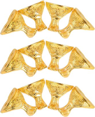 NUOBESTY 12 Vintage Schmuckk&auml;stchenf&uuml;&szlig;e aus Metall mit Tiergesicht Antike Eckensch&uuml;tzer f&uuml;r Kommoden und Schatztruhen Abriebfeste Zinklegierung Klassischer Eck