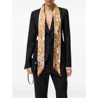Burberry Silk House Check with Paws on Parade Print Scarf - Beige