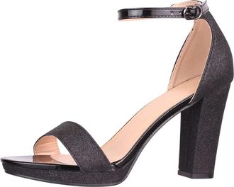 Elara Damen Pumps Strass High Heels Chunkyrayan OK-29 Black-38